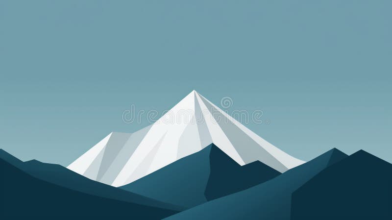 2D Illustration of a Snowy Mountain with Basic Shapes on a Neutral ...