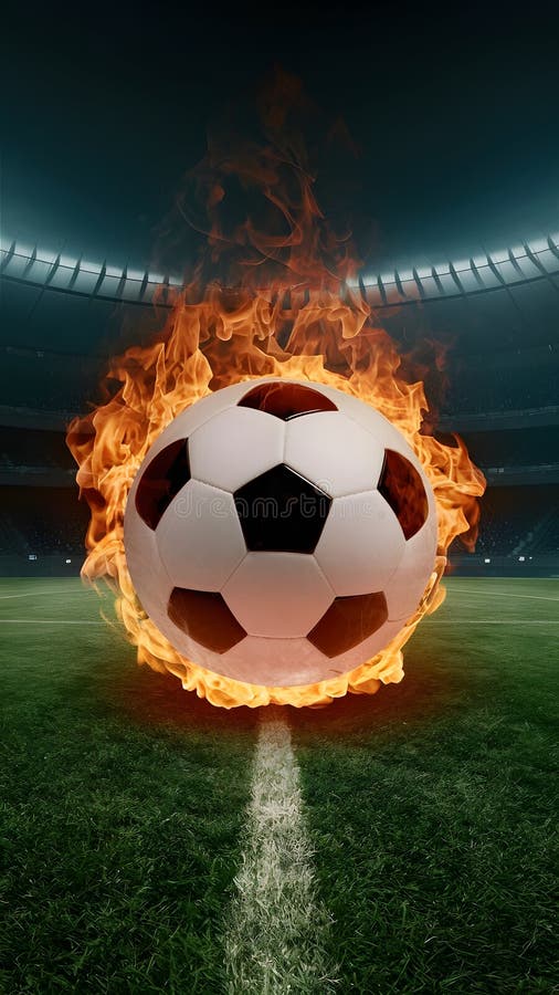 3D Illustration of Soccer Ball Engulfed in Flames Stock Illustration ...