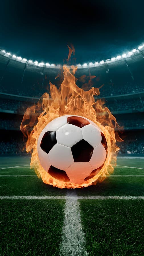 3D Illustration of Soccer Ball Engulfed in Flames Stock Illustration ...