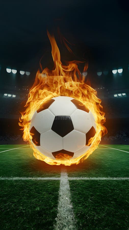3D Illustration of Soccer Ball Engulfed in Flames Stock Illustration ...
