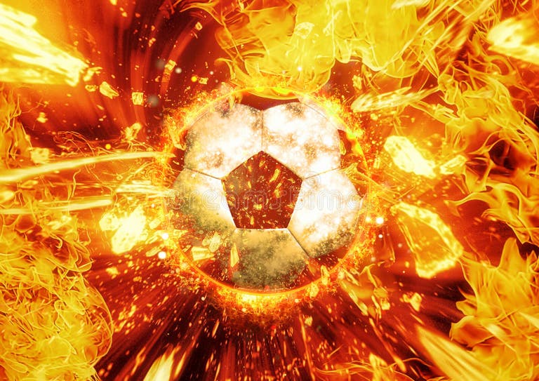 3d Illustration of a Soccer Ball Exploding and Burning Stock ...