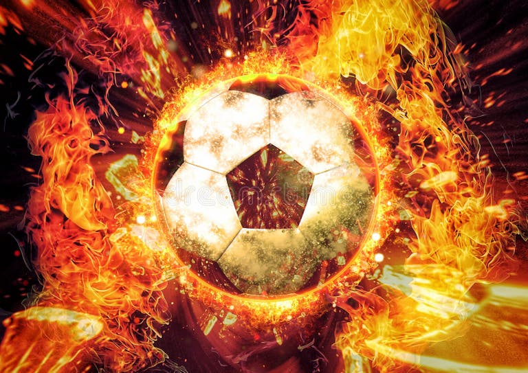 3d Illustration of a Soccer Ball Exploding and Burning Stock ...