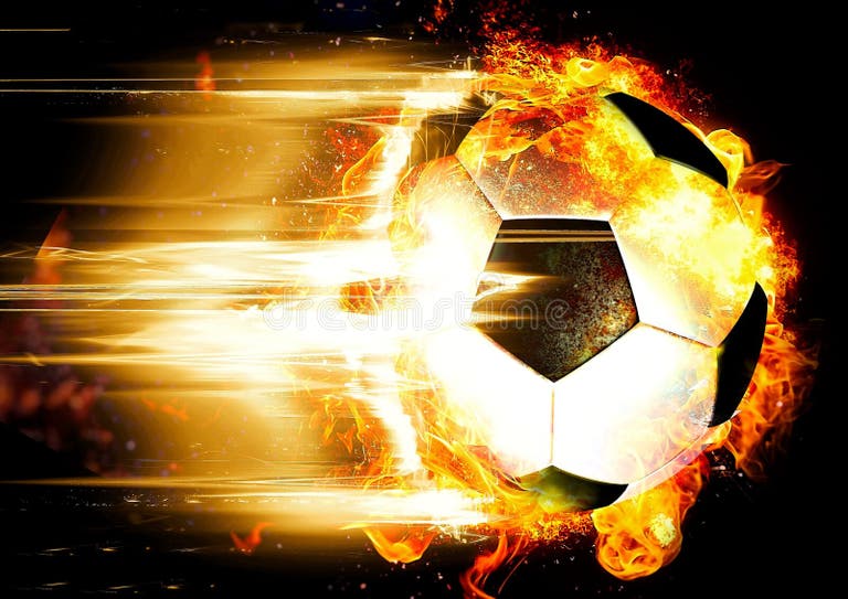 3d Illustration of a Soccer Ball with Exploding Flames Stock ...