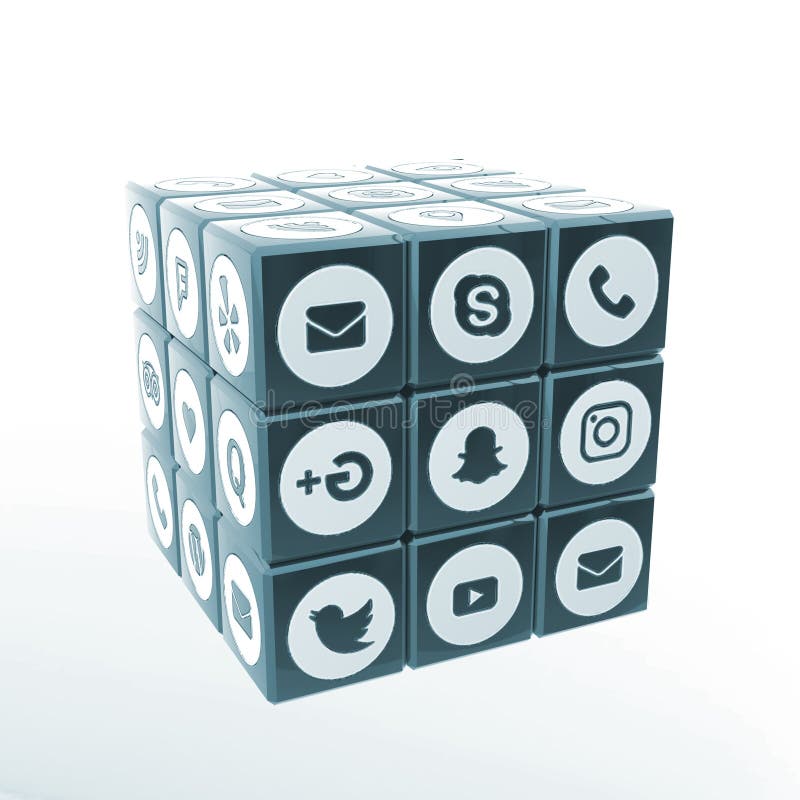 3d Illustration Social Media Icons Editorial Stock Photo - Illustration ...