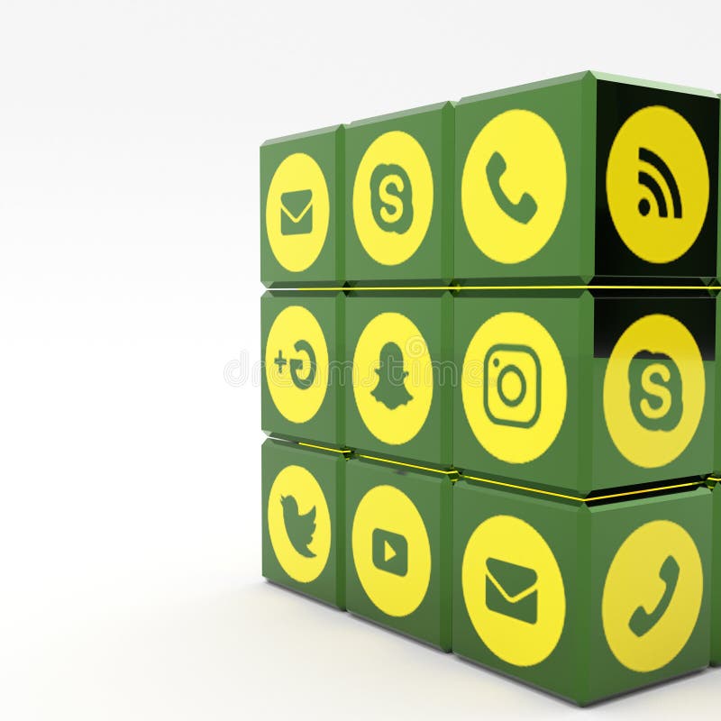 3d Illustration Social Media Icons Editorial Stock Photo - Image of ...