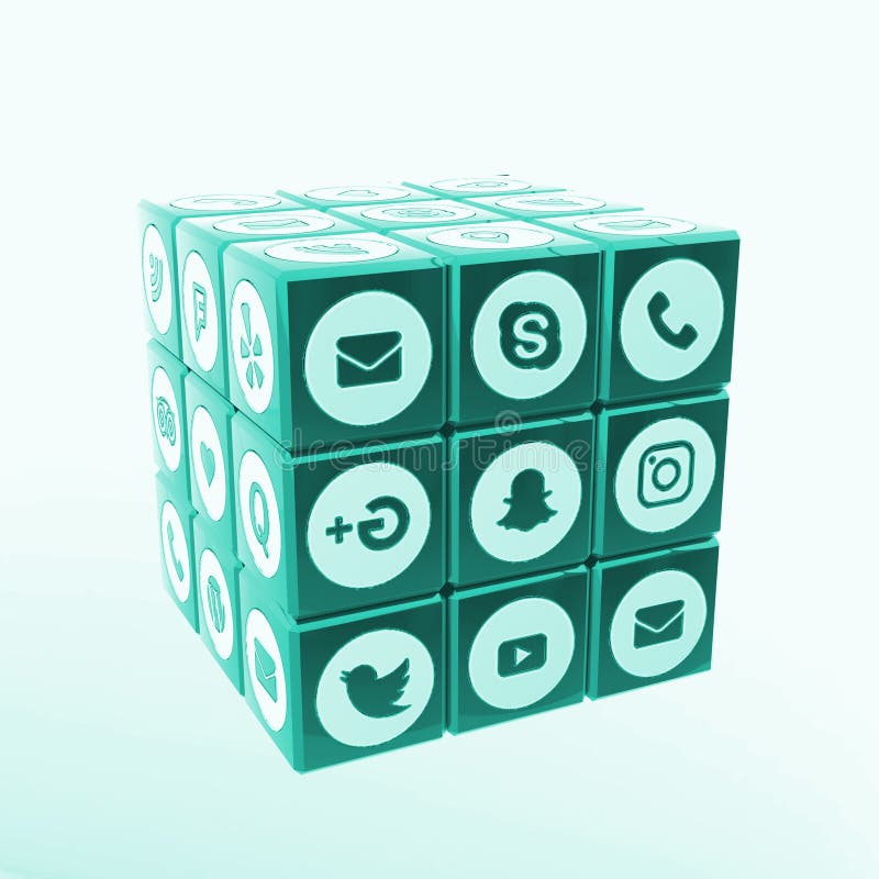 3d Illustration Social Media Icons Editorial Image - Illustration of ...
