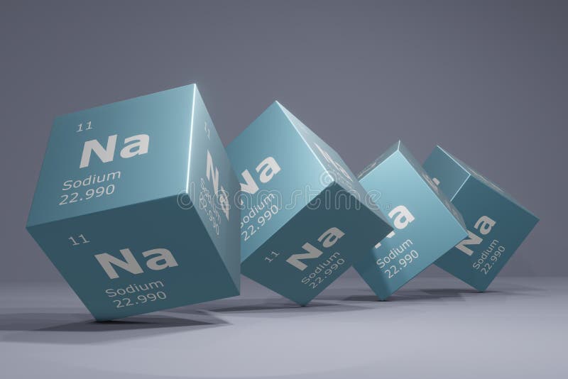 3D Illustration of Sodium, Chemical Element from the Periodic Table ...