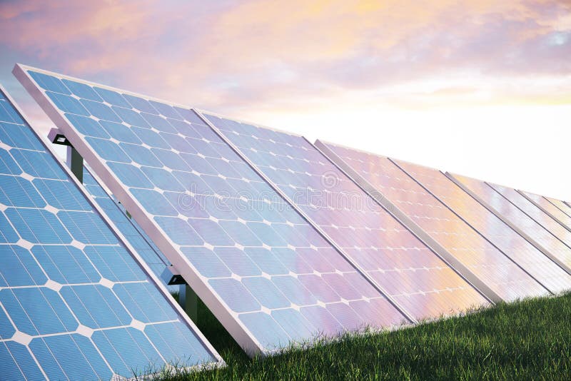 3D Illustration Solar Power Generation Technology. Alternative Energy ...