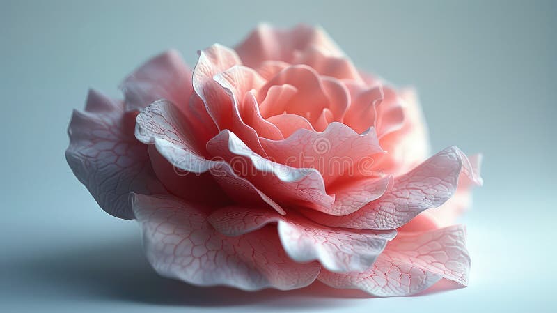3D Illustration of a Solitary Pink Rose in Full Bloom, Captured in a ...