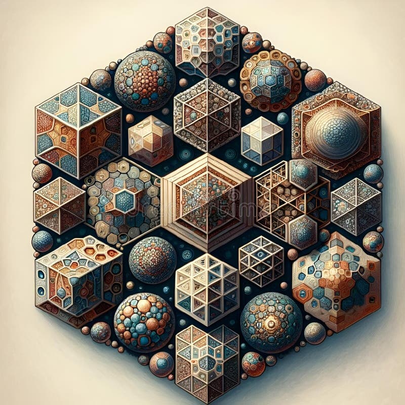 3d Illustration of Some Spheres and Cubes Arranged in a Circle Stock ...