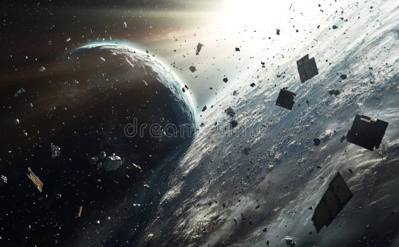 A 3D Illustration of Space Debris, Junk, and Satellites Surround the ...