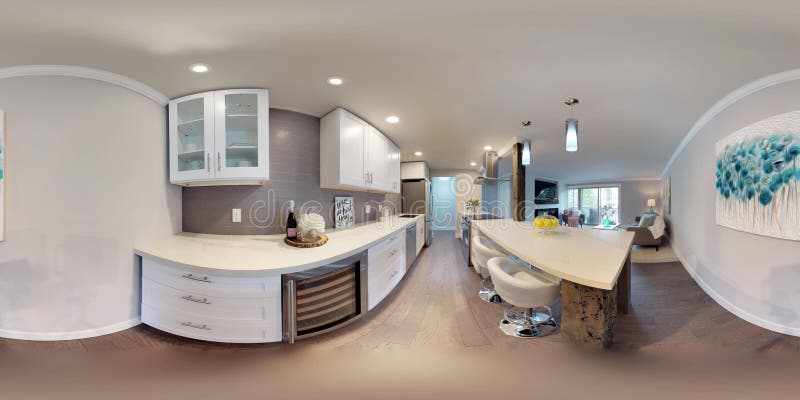 3d Illustration Spherical 360 Degrees, a Seamless Panorama of Kitchen ...