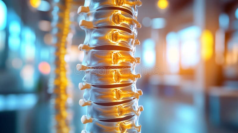 3D Illustration of a Spine with Intervertebral Discs. Visualization of ...