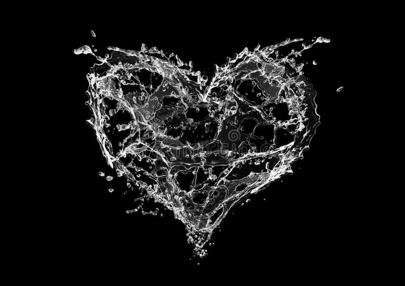 3d Illustration of Water Splash Swirling in Heart Shape Stock ...