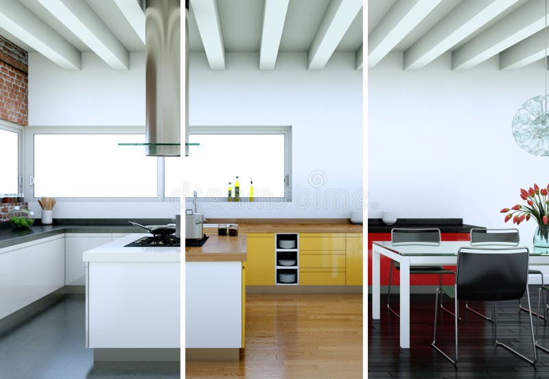 Splitted Color Variations of a Modern Kitchen with a Beautiful Design ...