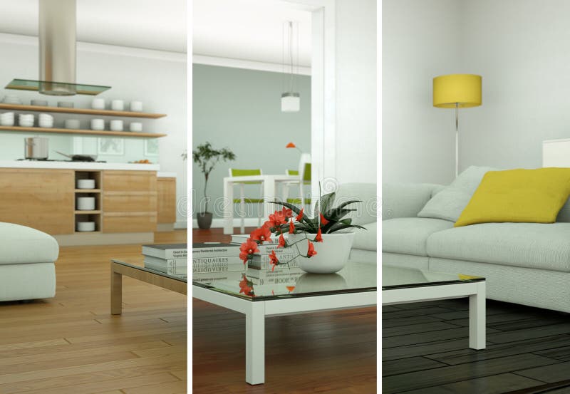 Splitted Color Variations of a Modern Loft Interior Design Stock ...