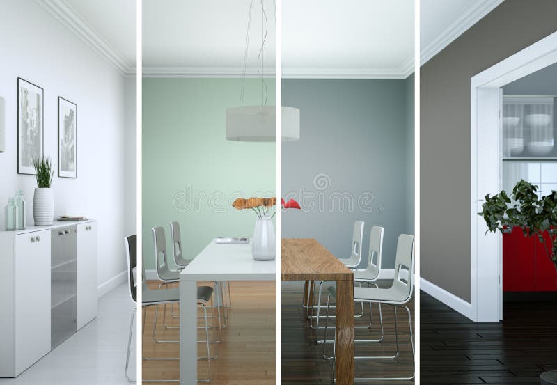 Splitted Color Variations of a Modern Loft Interior Design Stock Photo ...