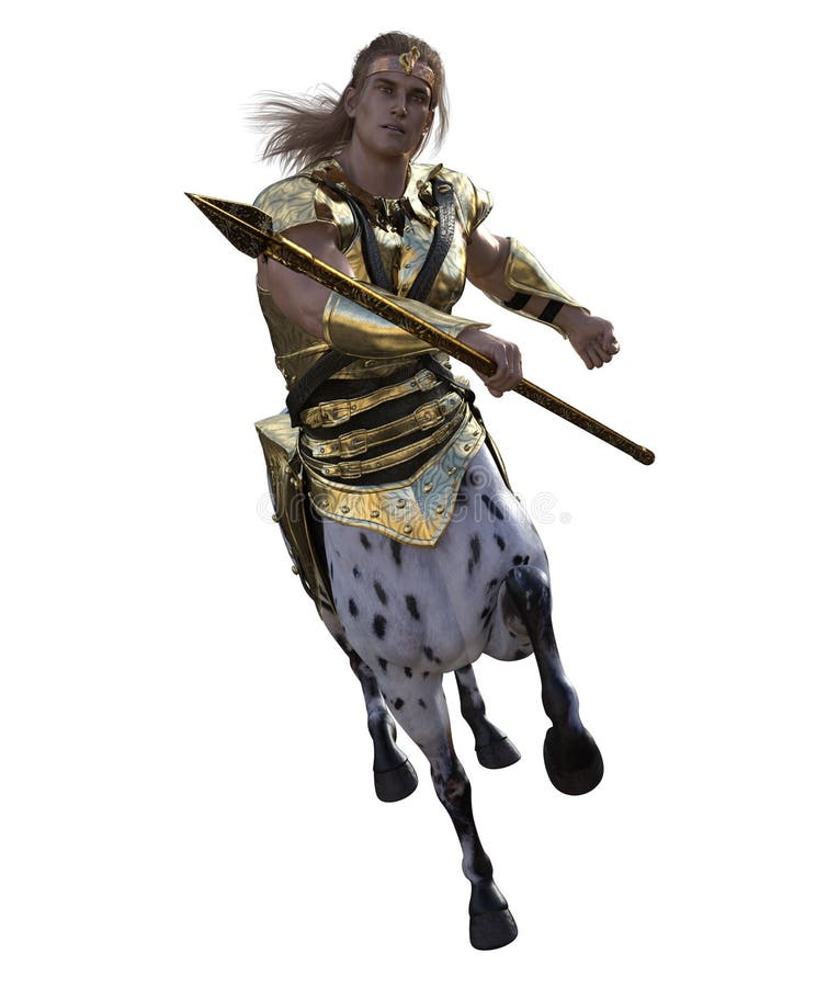 3D Illustration of White Breed Centaur with Spear and Armor Stock ...