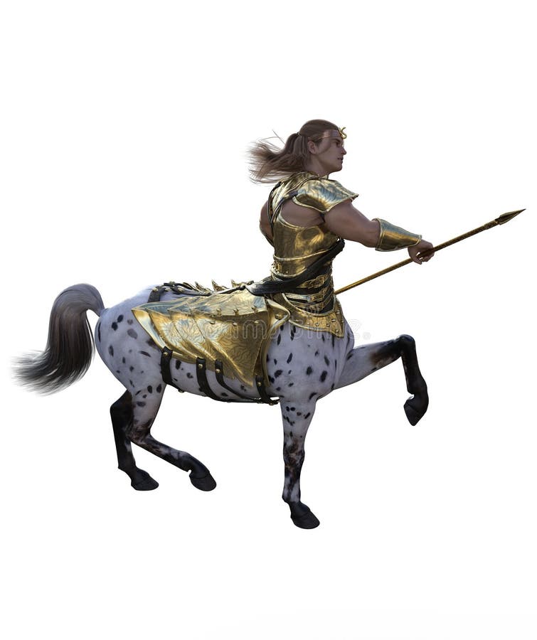 3D Illustration of White Breed Centaur with Spear and Armor Stock ...