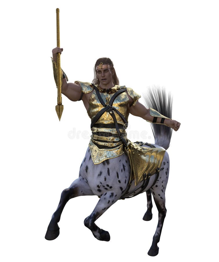 3D Illustration of White Breed Centaur with Spear and Armor Stock ...