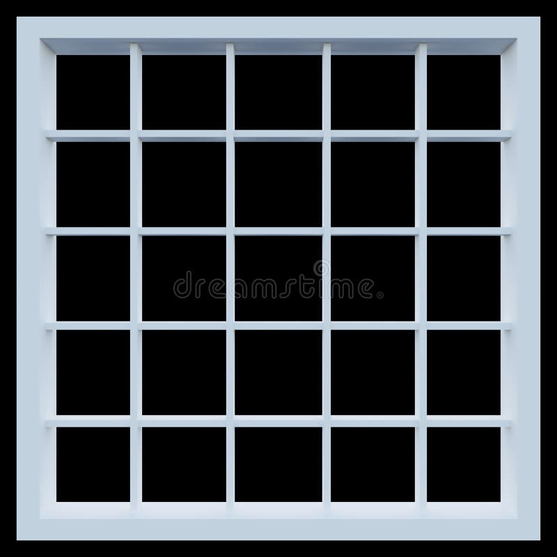 3d Illustration of Square Grid White Window Frame. Stock Image ...