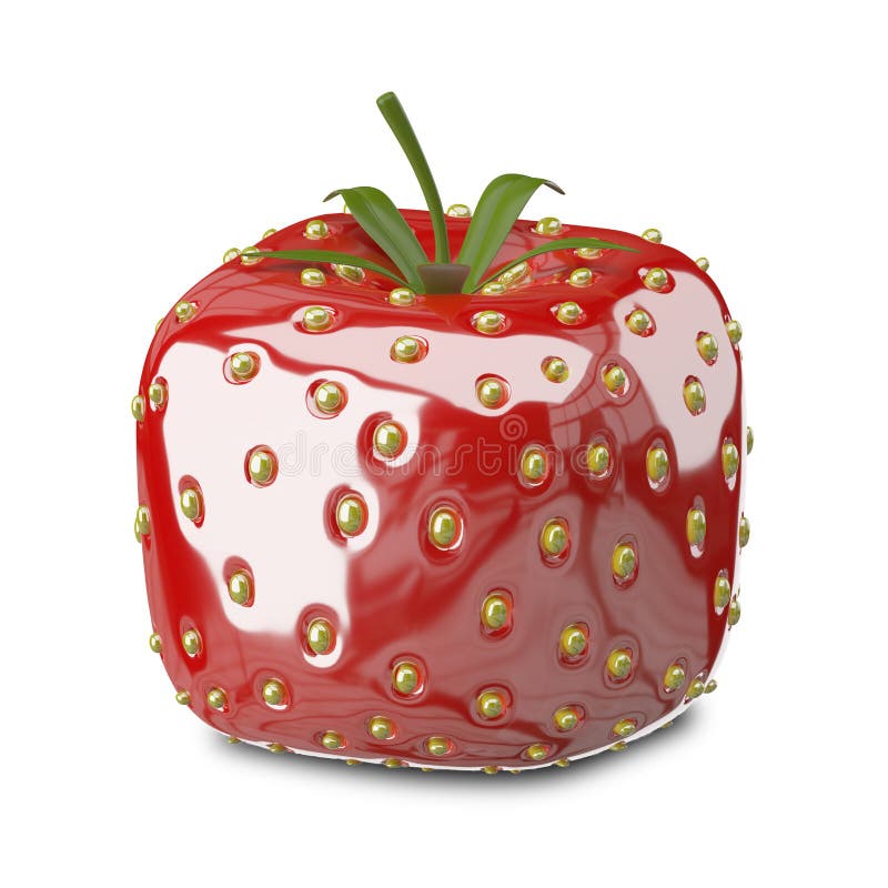 3D Illustration Square Strawberry Stock Photo - Illustration of plant ...
