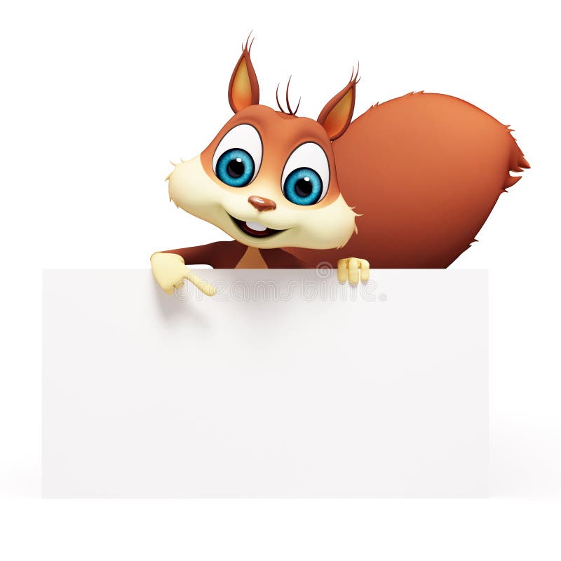 Squirrel is Holding a Sign on White Background Stock Illustration ...