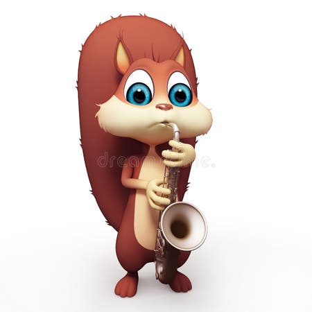 Squirrel Playing a Musical Instrument Stock Illustration - Illustration ...