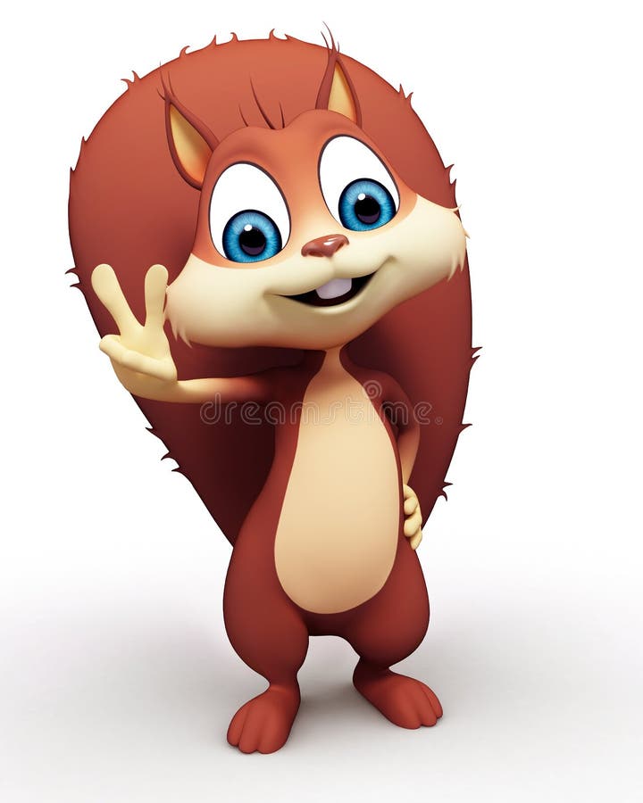 Squirrel with Victory Sign Cartoon Illustration. Stock Vector ...