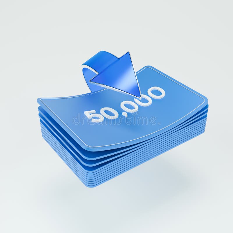 A 3D Illustration of a Stack of Banknotes Featuring a Blue Arrow. Stock ...