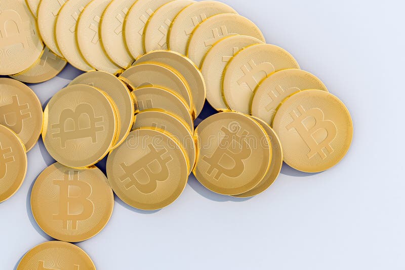 3D Illustration,stack Bitcoins in Background White Stock Illustration ...