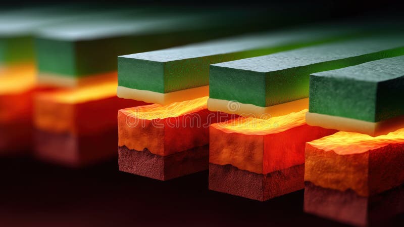 Colorful Layered Material Blocks Glowing Inside. Abstract Composition ...