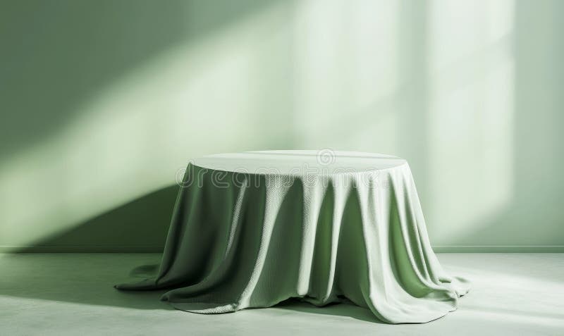 In a 3D Illustration, a Stage Studio with Silk Draped Over Products for ...