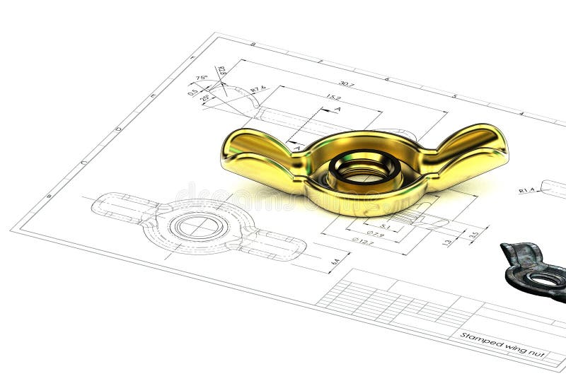 3d Illustration of Stamped Wing Nut Stock Illustration - Illustration ...