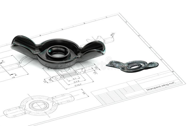 3d Illustration of Stamped Wing Nut Stock Illustration - Illustration ...