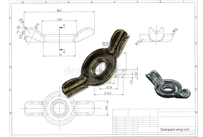 3d Illustration of Stamped Wing Nut Stock Illustration - Illustration ...