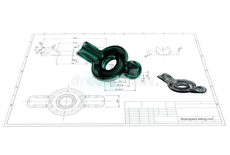 3d Illustration of Stamped Wing Nut Stock Illustration - Illustration ...