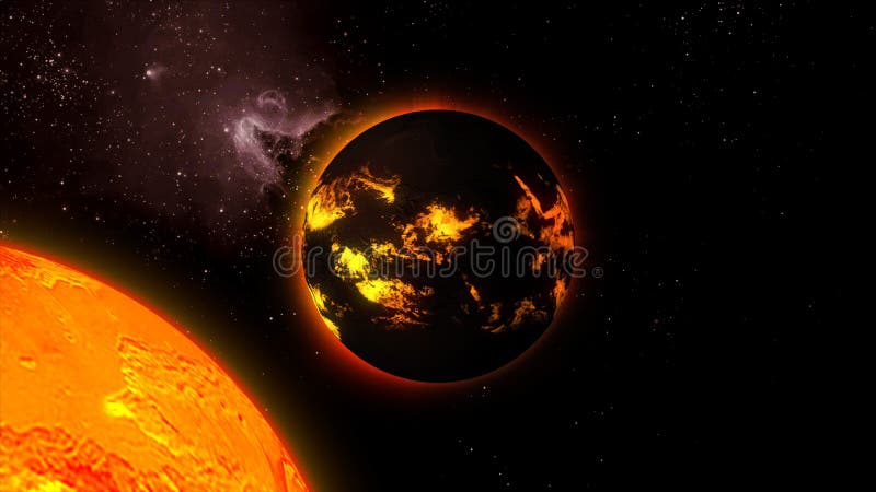 3d Illustration of a Star with Lava Flows on a Surface in Space. Stock ...
