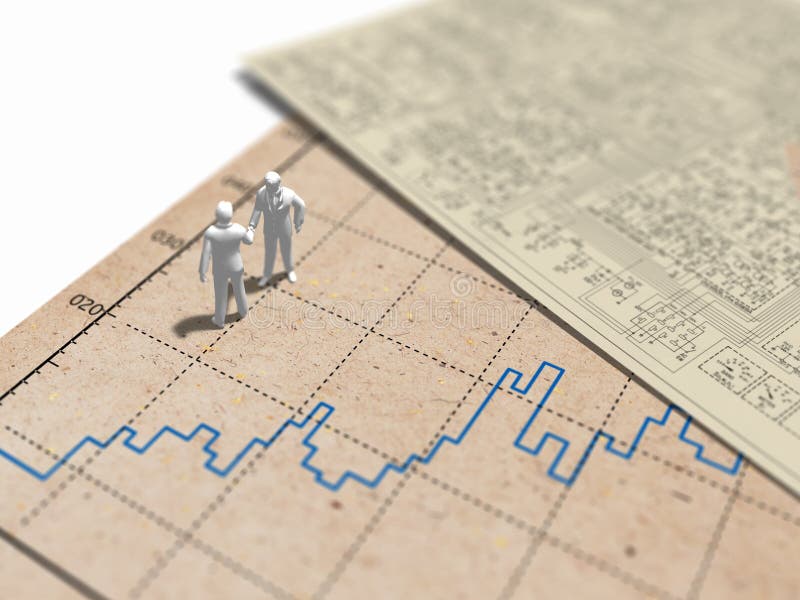 3D Illustration of Statistical Graph Paper and Circuit Diagram. Stock ...