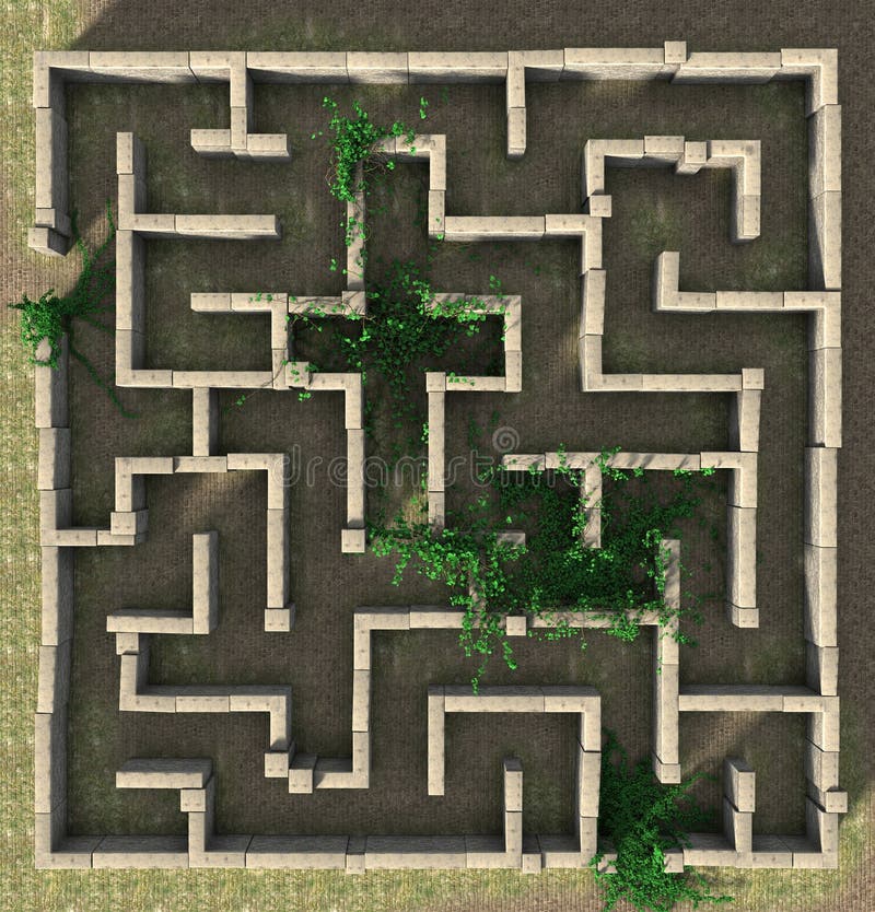 3D Illustration Stone Maze Puzzle Stock Illustration - Illustration of ...