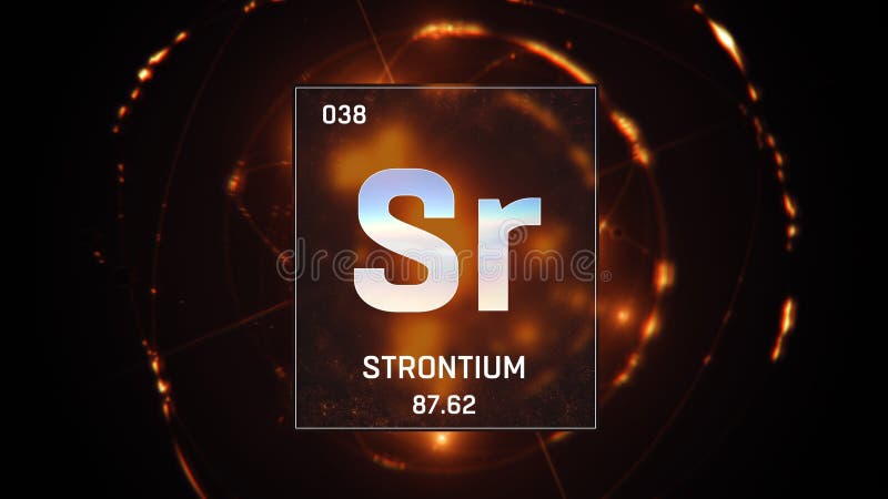 Strontium As Element 38 of the Periodic Table 3D Illustration on Orange ...