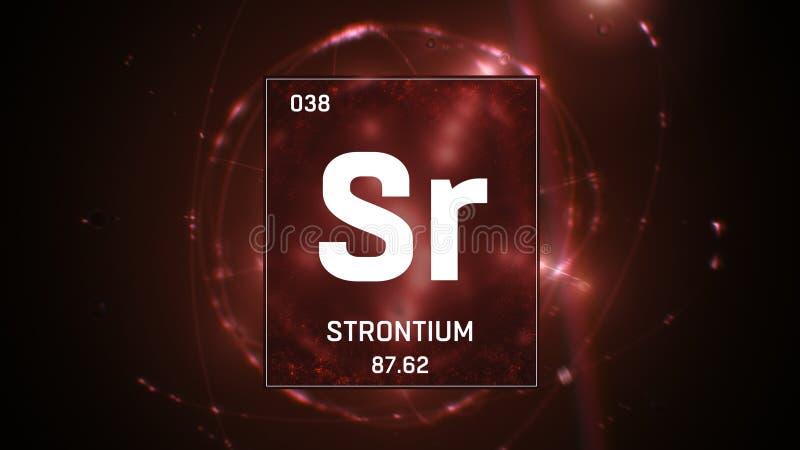 Strontium As Element 38 of the Periodic Table 3D Illustration on Red ...