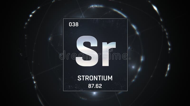 Strontium As Element 38 of the Periodic Table 3D Illustration on Silver ...