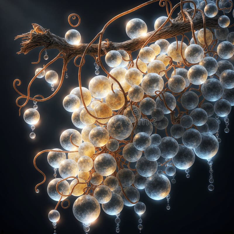 3D Illustration of the Structure of the Grapevine with a Bunch of ...
