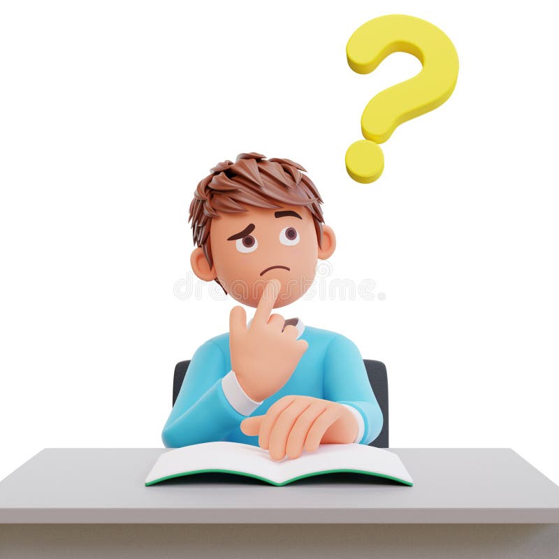 3d Illustration Student with Question Mark Stock Illustration ...