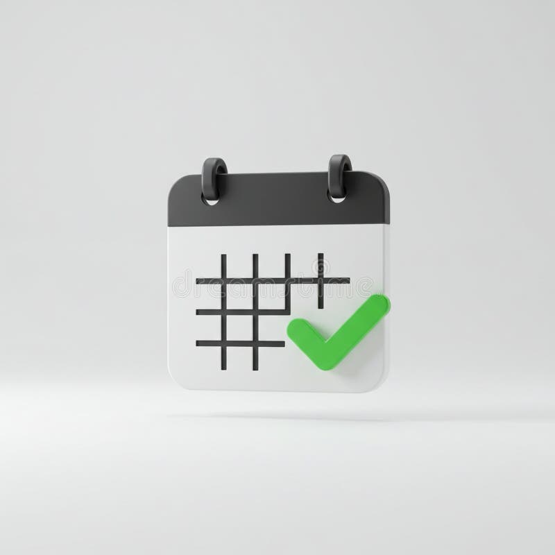 A 3D Illustration of a Stylized Calendar Page with a Grid Pattern. the ...