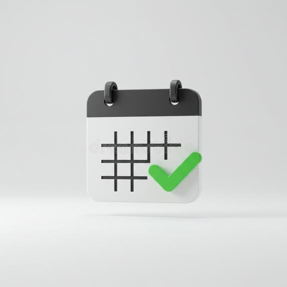 A 3D Illustration of a Stylized Calendar Page with a Grid Pattern. the ...