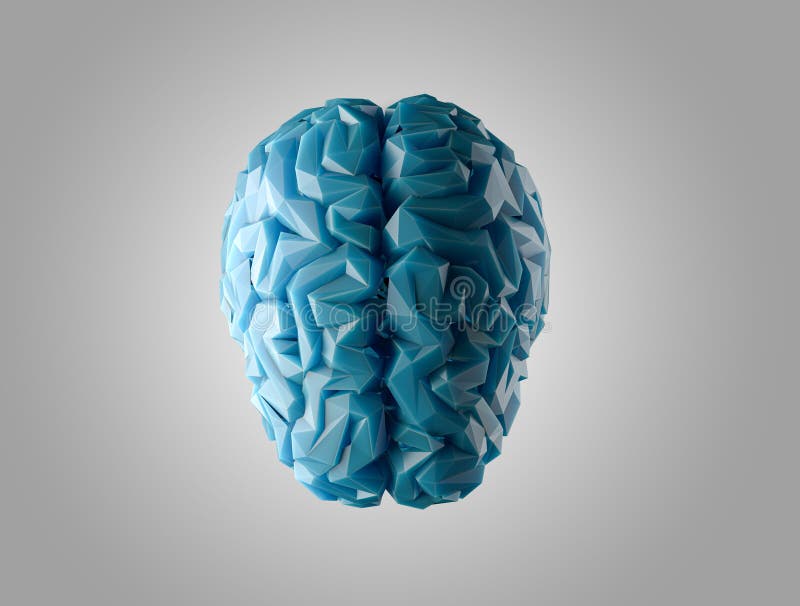 3d Illustration of Stylized Low-poly Brain Symbolizes Intelligence and ...