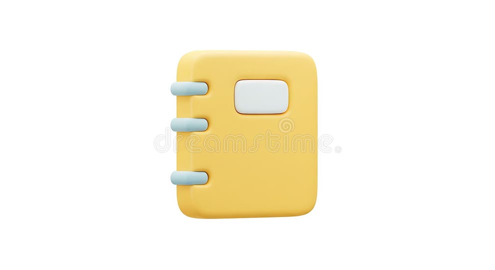 A 3D Illustration of a Stylized, Square-shaped Yellow Notebook with ...