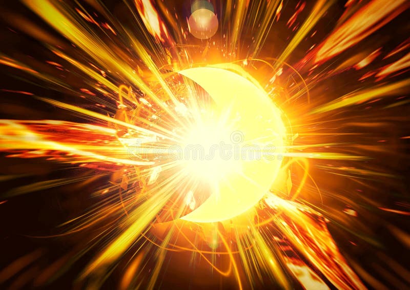 3d Illustration of Exploding Sun Stock Illustration - Illustration of ...